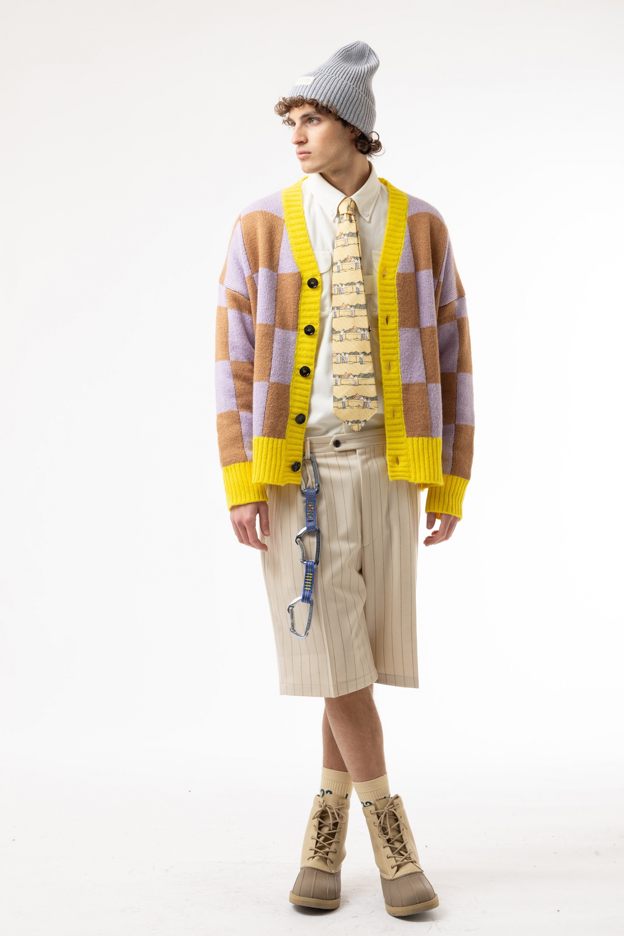 Lc23 Checkered Cardigan Lille/Yellow/Camel Spedizione Gratuita ...